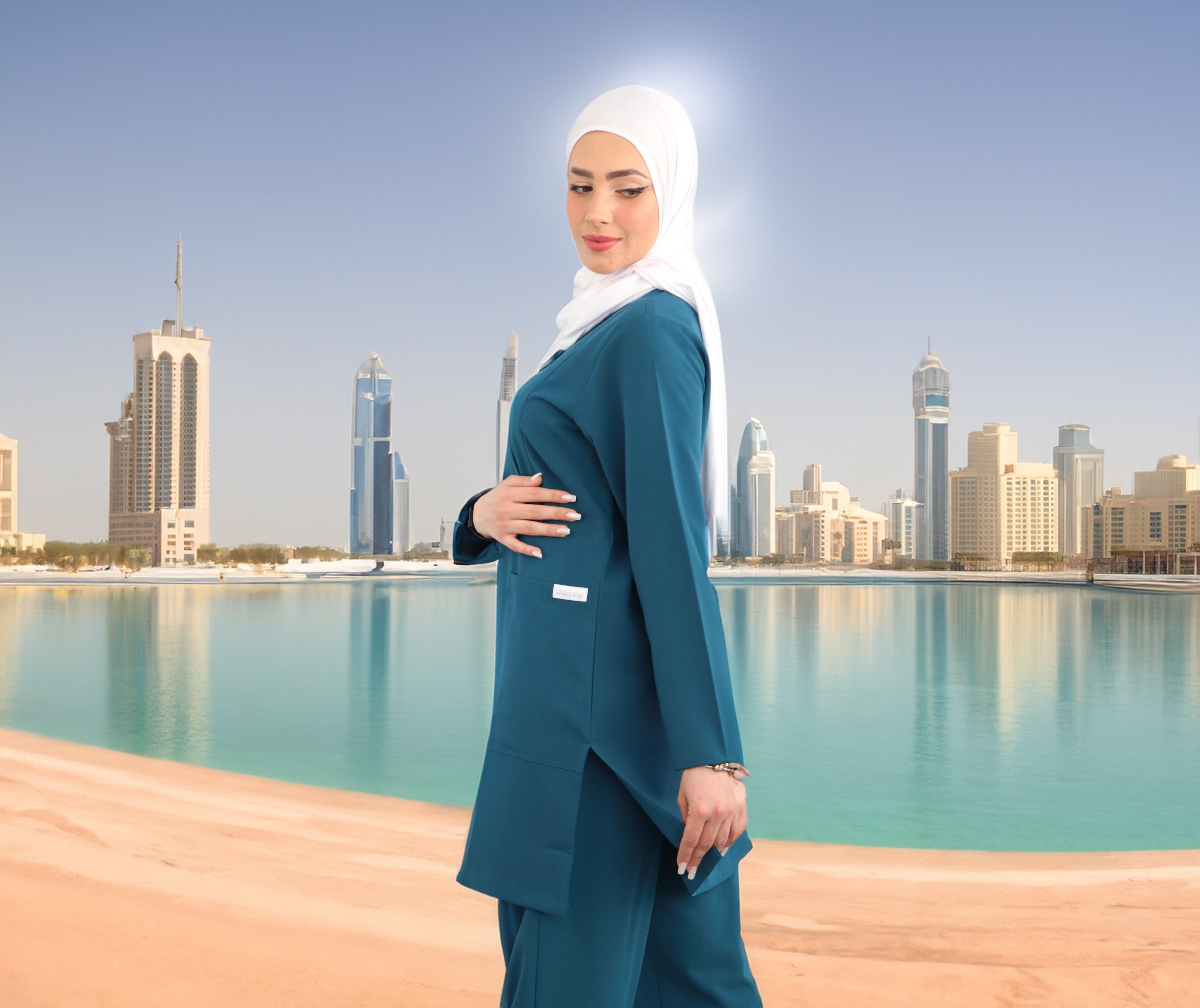 Hiba Women's Modest Long Sleeve Scrub Set – SCRUBS AND CLOGS